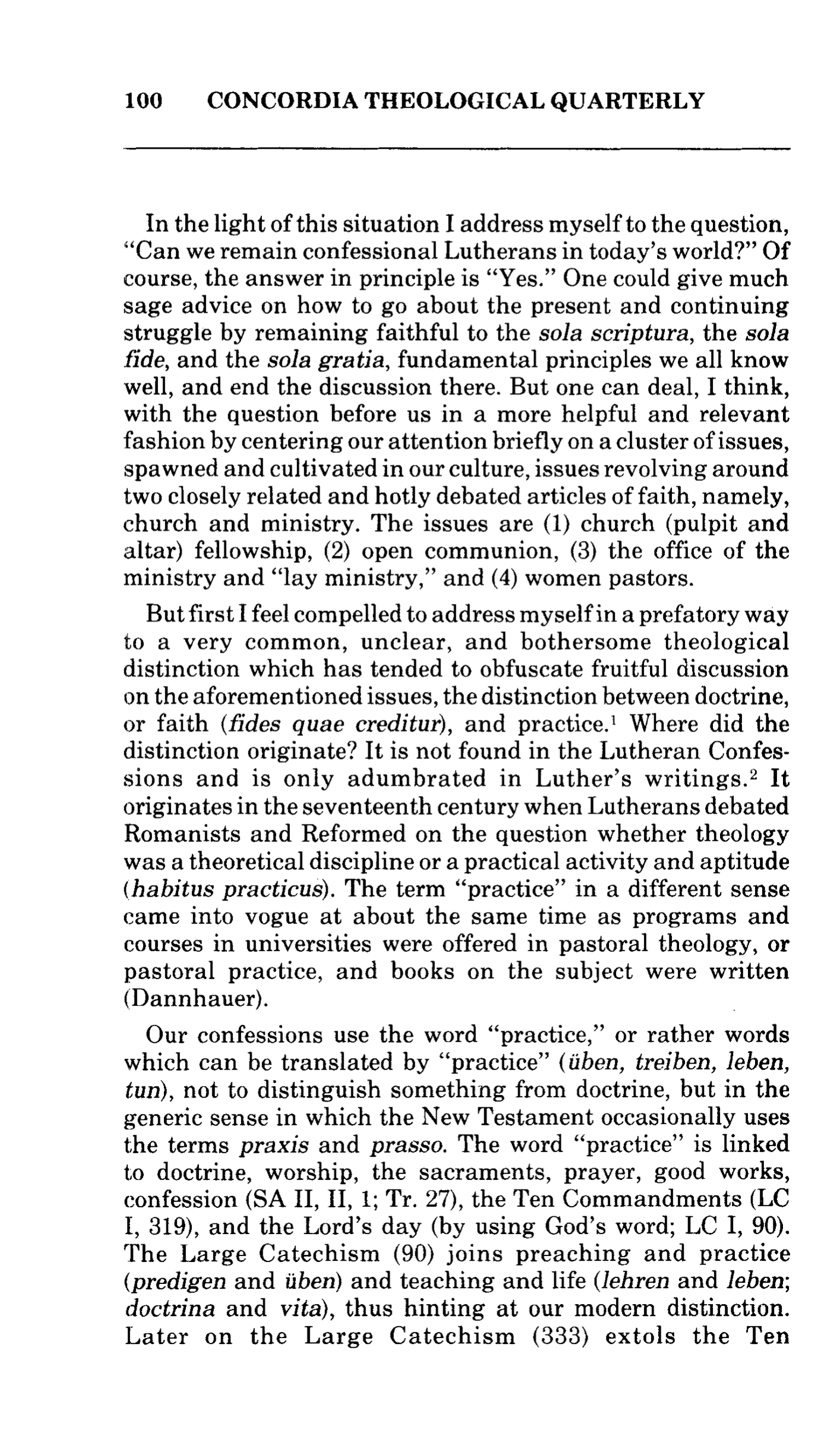 Confessional Lutheranism in Today’s World 1990 – Christ for Us