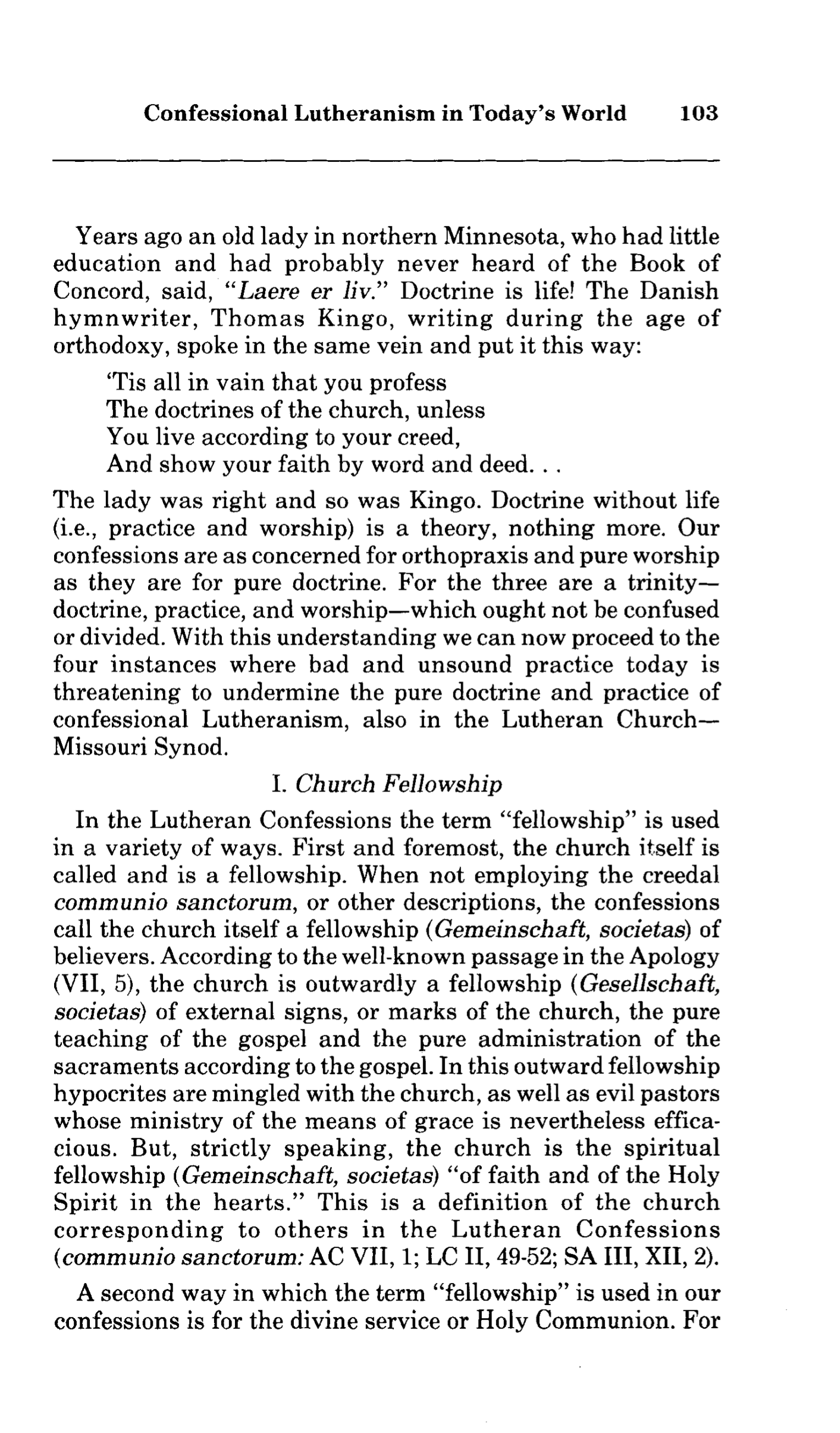 Confessional Lutheranism in Today’s World 1990 – Christ for Us