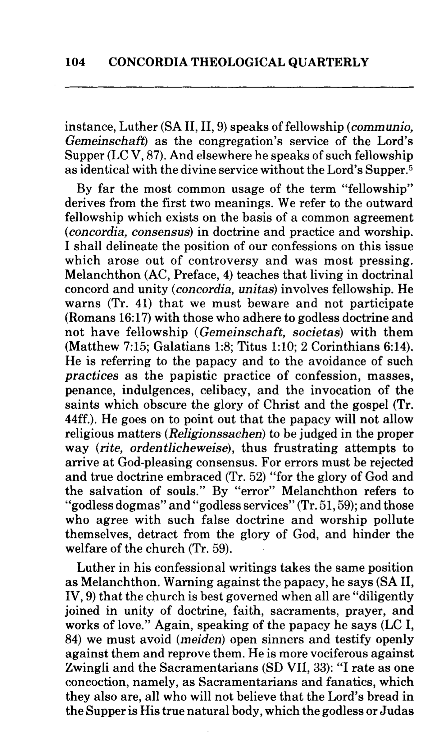 Confessional Lutheranism in Today’s World 1990 – Christ for Us
