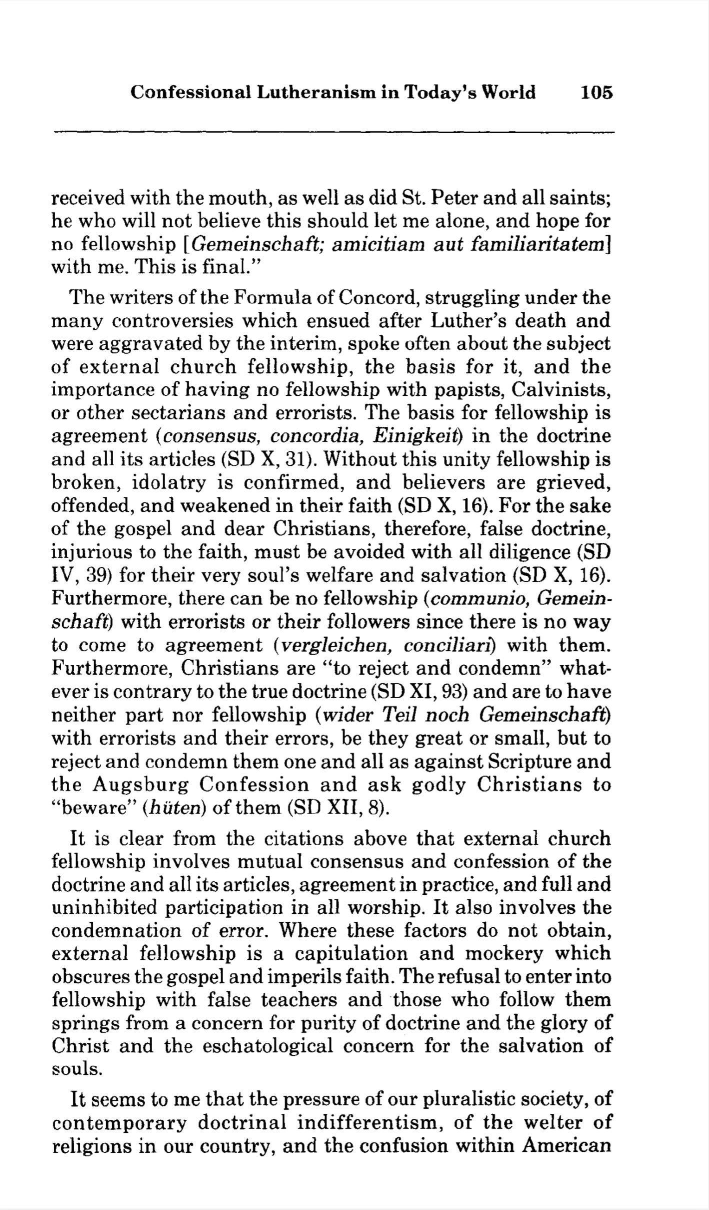 Confessional Lutheranism in Today’s World 1990 – Christ for Us