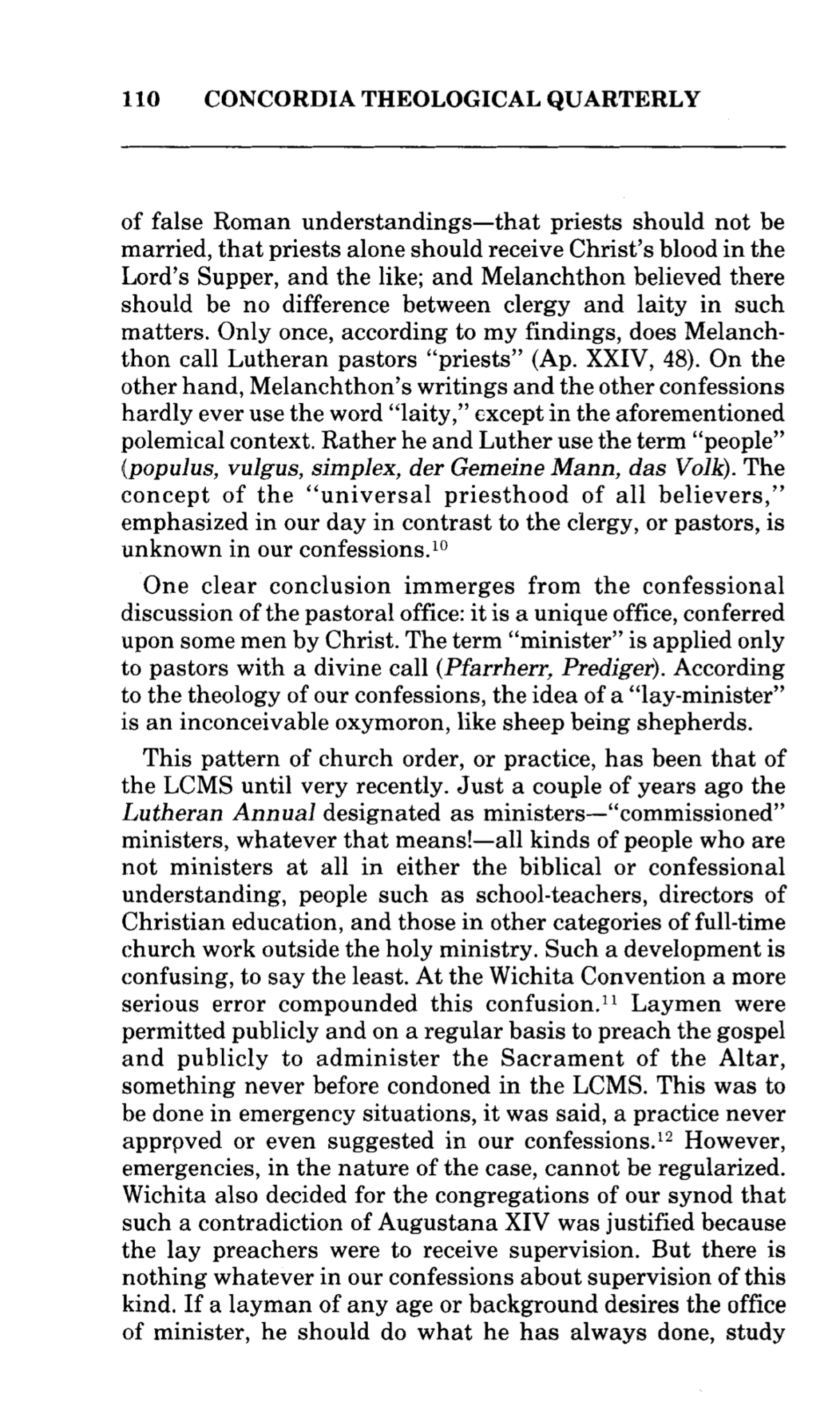 Confessional Lutheranism in Today’s World 1990 – Christ for Us